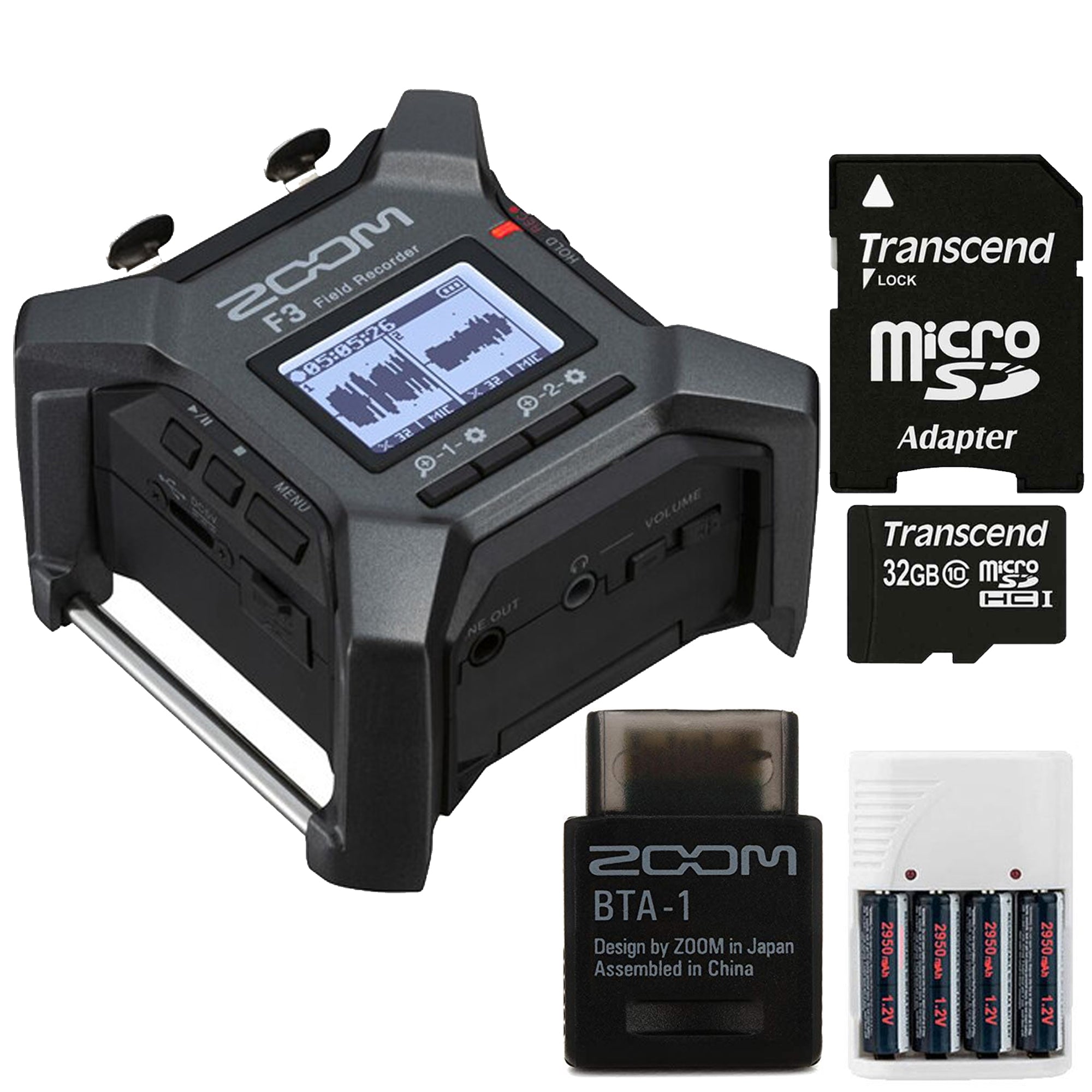 Zoom F3 2-Input / 2-Track Portable Field Recorder with Zoom BTA-1 Blue ...
