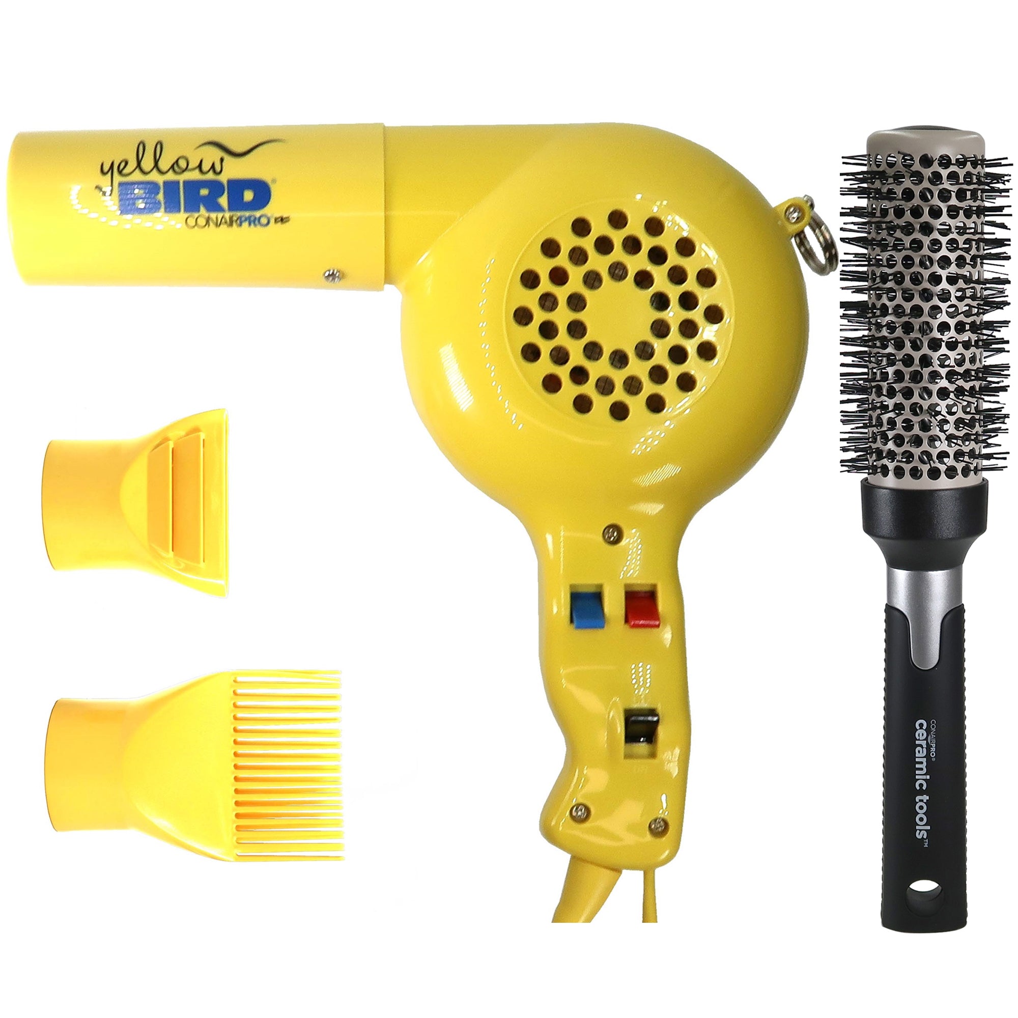 Conair Pro Yellow Bird Hair Dryer #YB075W with ConairPro Ceramic Tools ...