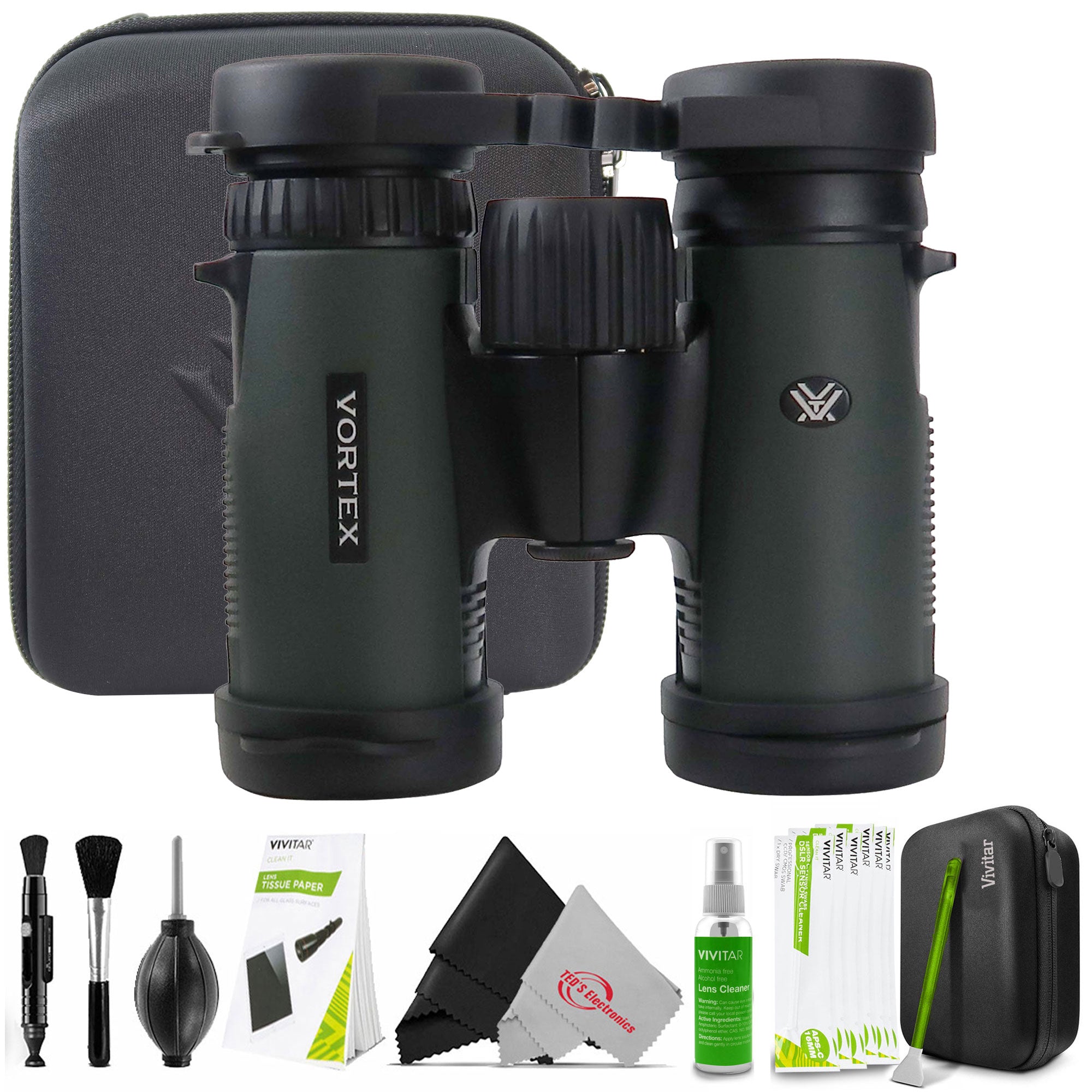 Vortex 8x32 Diamondback HD Binoculars DB-212 with Top Professional Cle ...