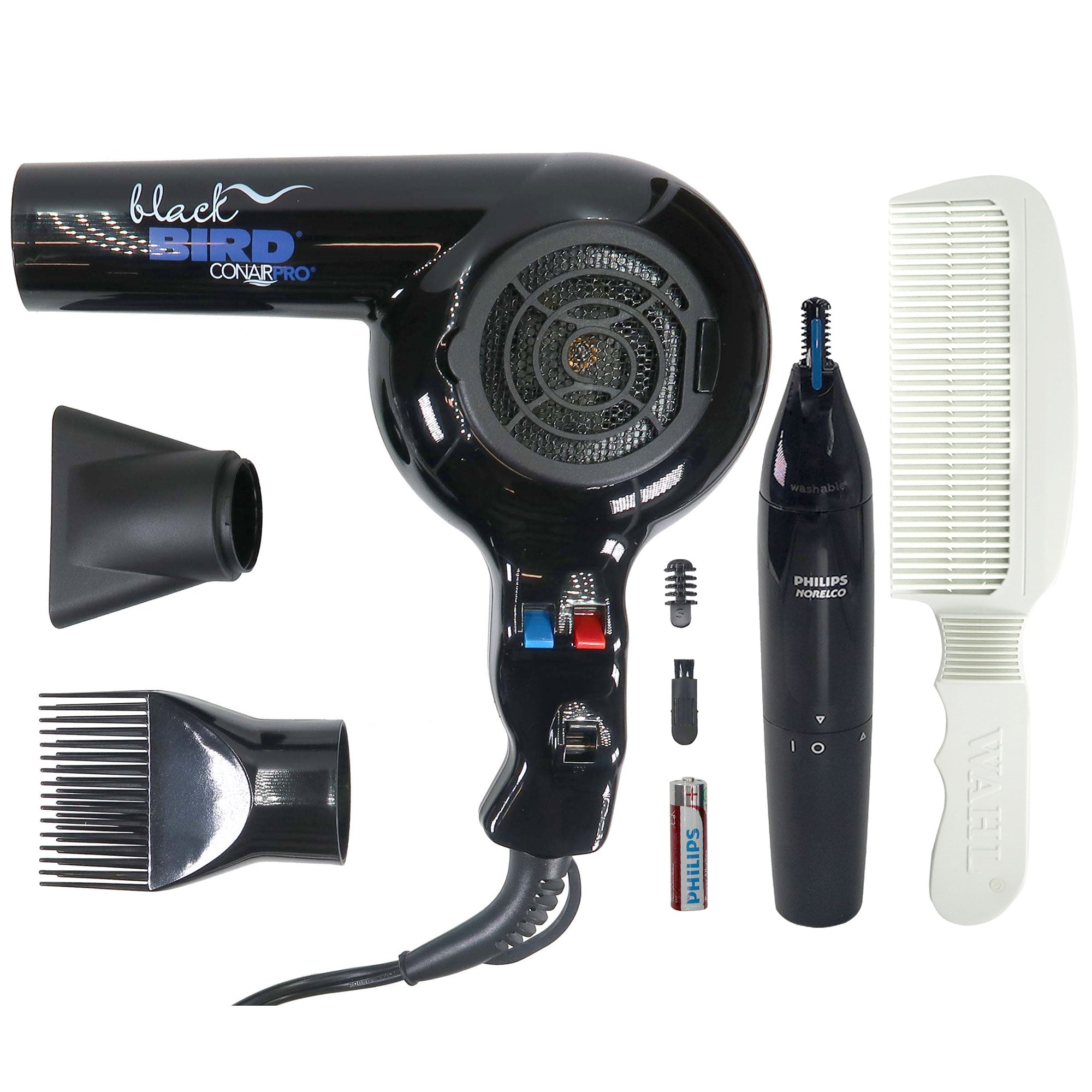 Conair Pro Black Bird Hair Dryer #BB075W with Philips Norelco Ultimate ...