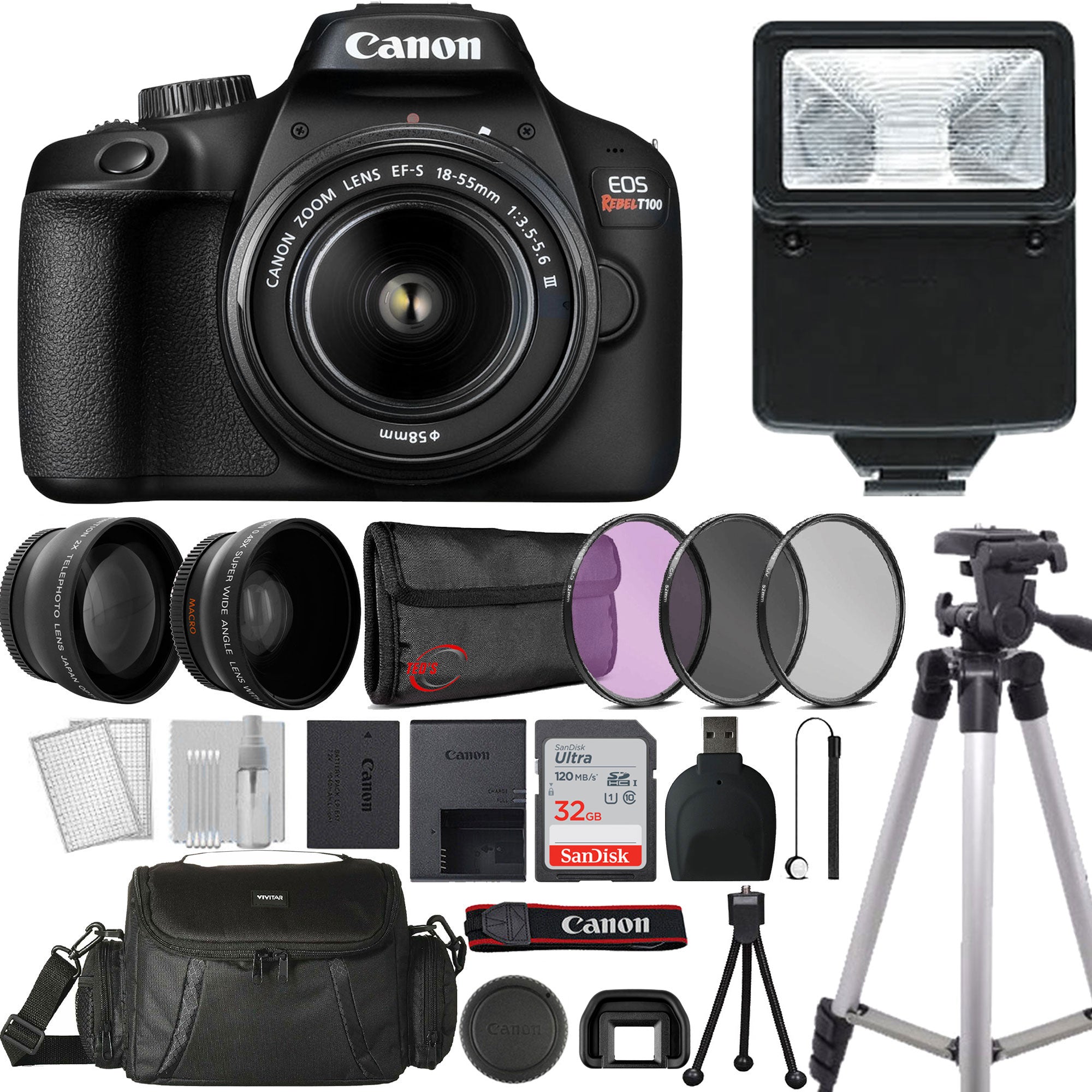 Canon EOS Rebel T100 with EF-S 18-55mm f/3.5-5.6 III Lens REFURBISHED ...