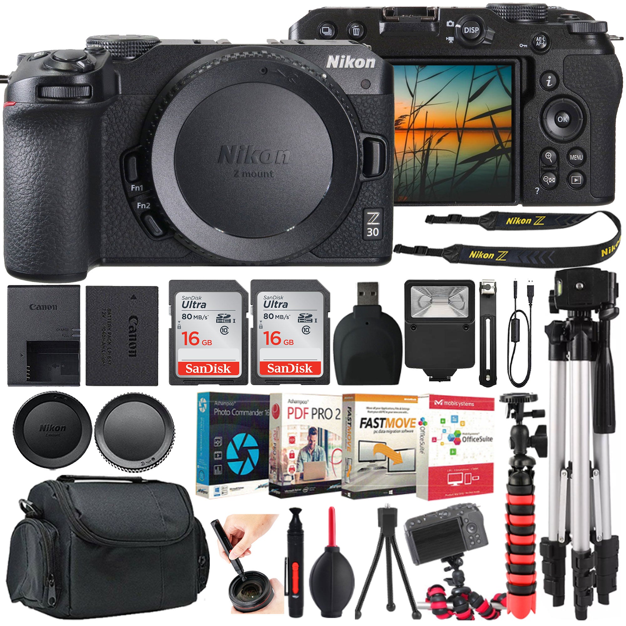 Nikon Z 30 Mirrorless Camera Body (Black) Top Camera Accessory Bundle ...