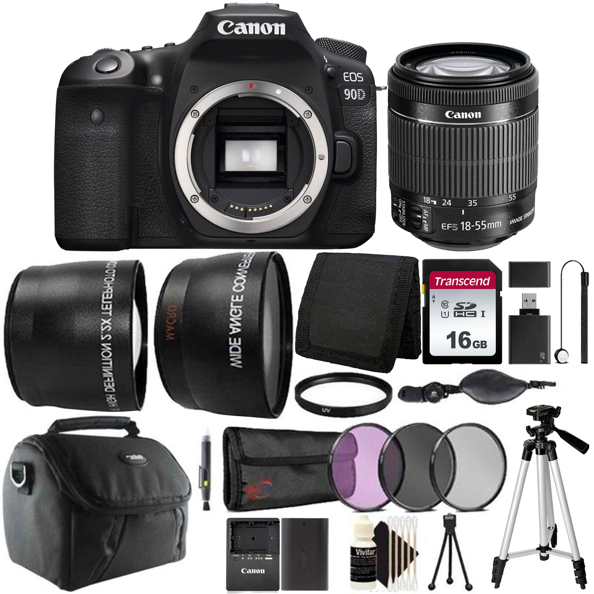 Canon EOS 90D 32.5MP Digital SLR Camera (Refurbished) with EF-S 18-55m ...