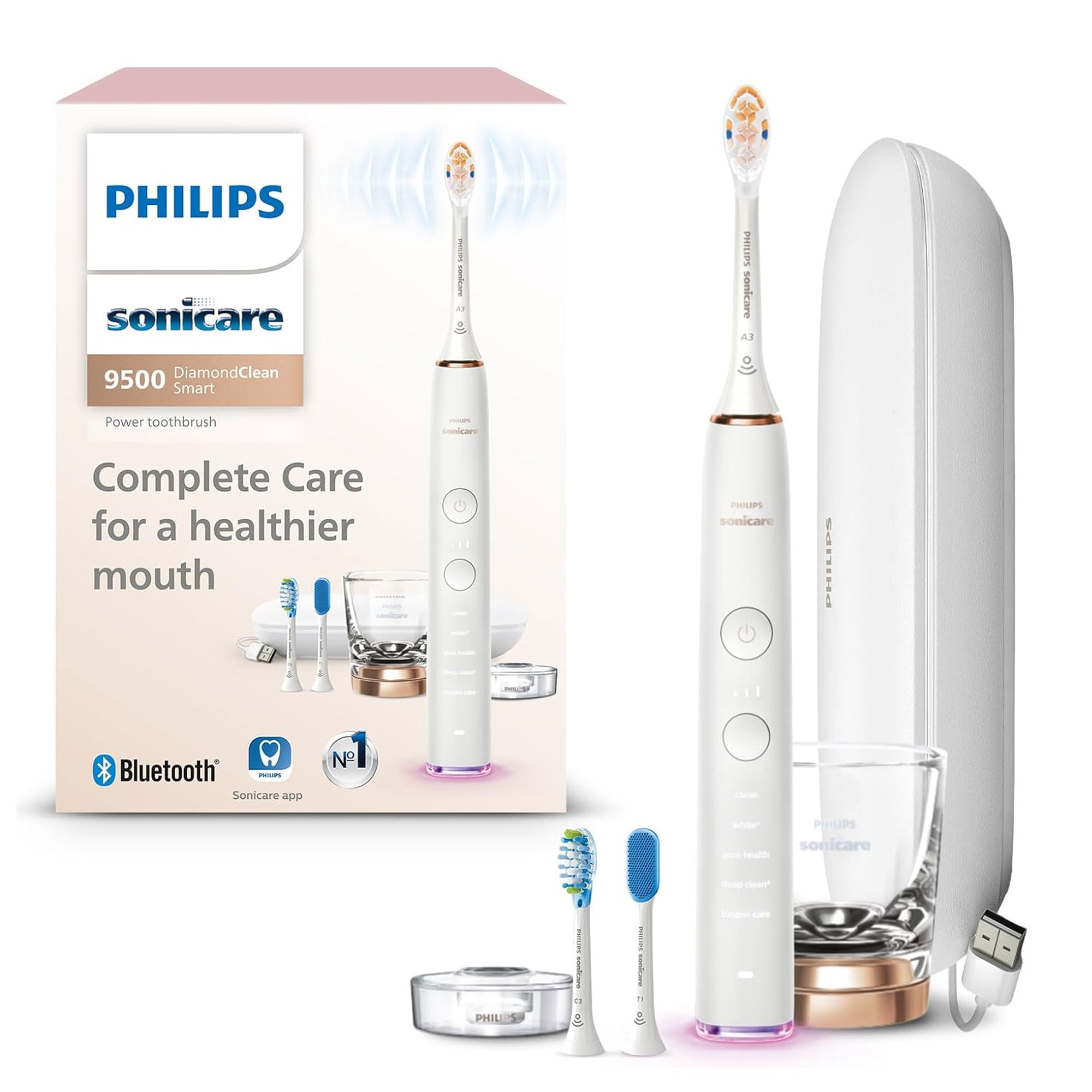 Philips Sonicare DiamondClean Smart 9500 Electric Toothbrush (Rosegold ...