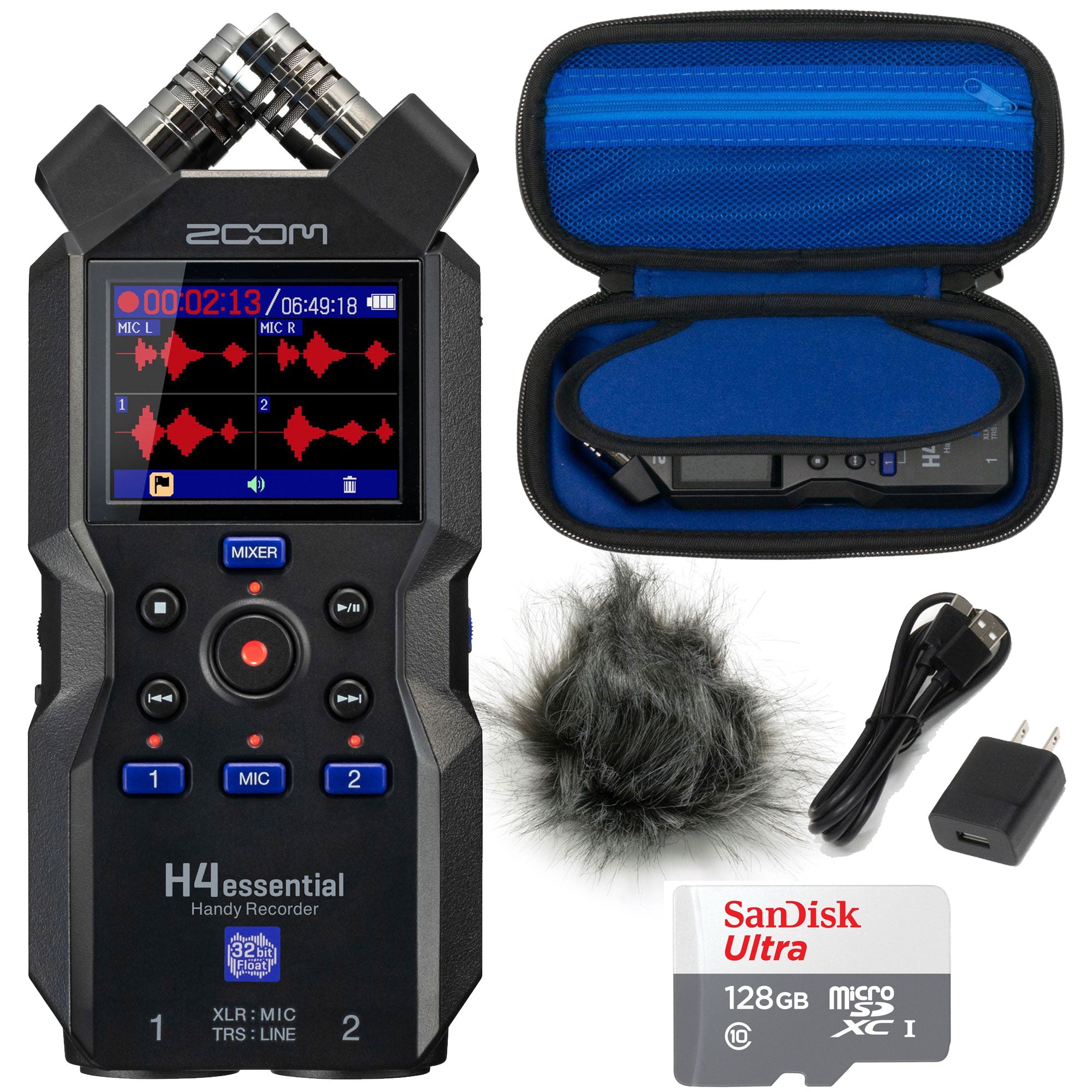 Zoom H4essential 4-Track Handy Recorder with Zoom APH-4e Accessory Pac ...