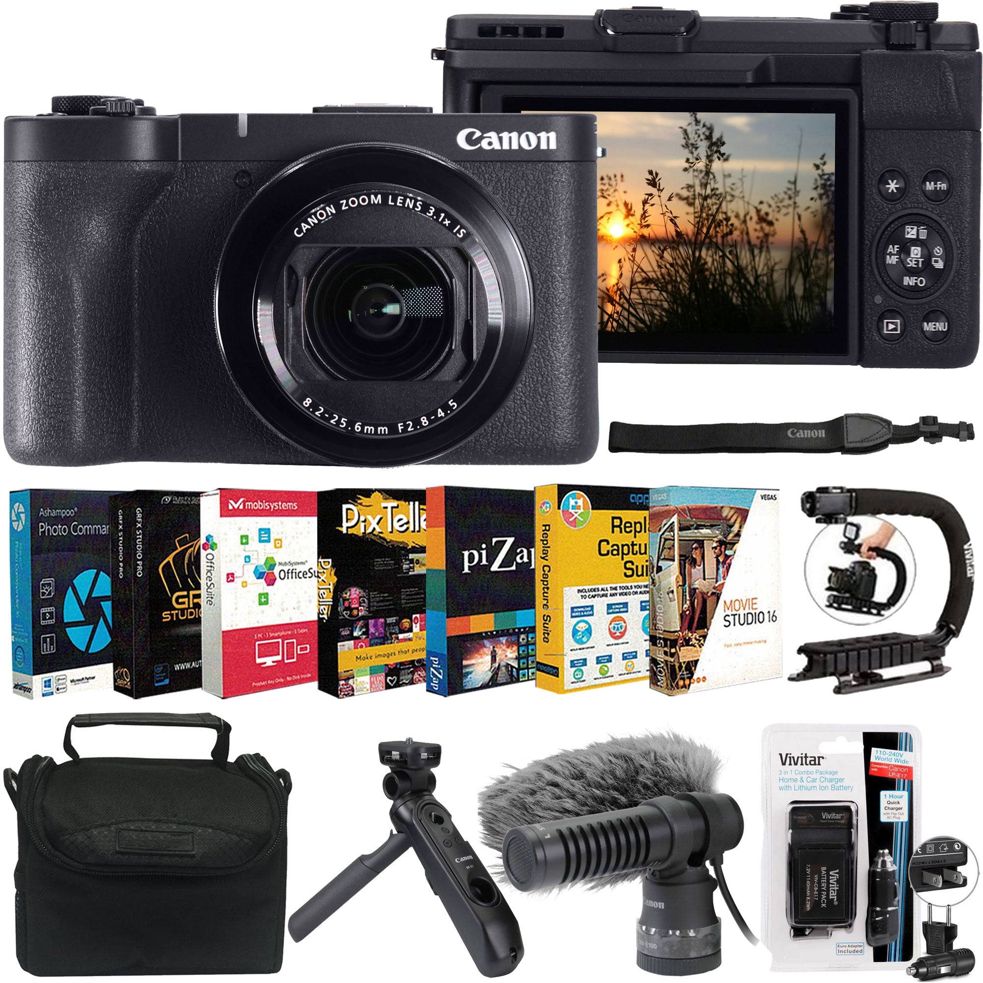 Canon PowerShot V1 22.3MP Camera All-in-One Creator Kit for Vlogs, Pod ...