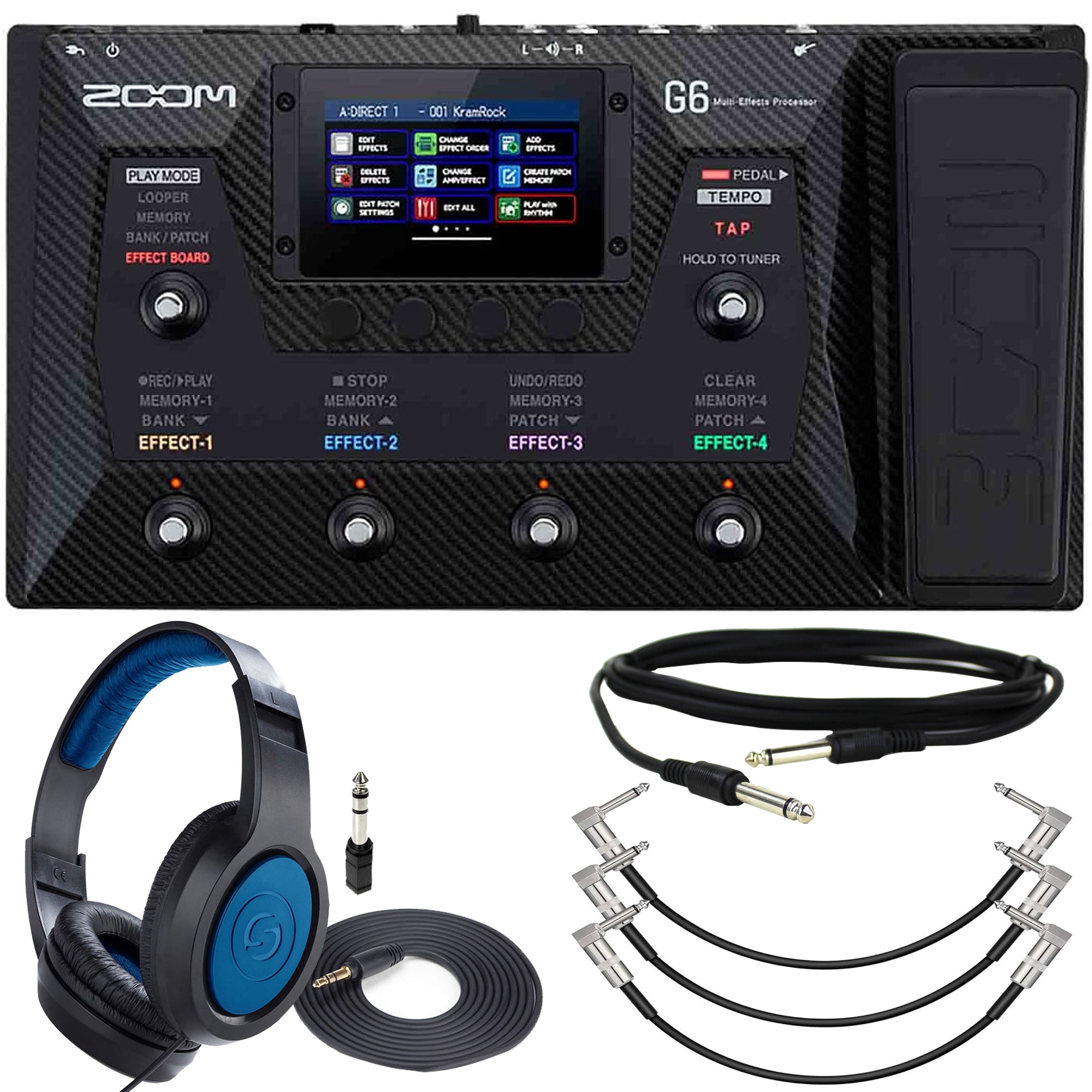 Zoom G6 Multi-Effects Processor Pedal for Guitarists with Samson Stere ...