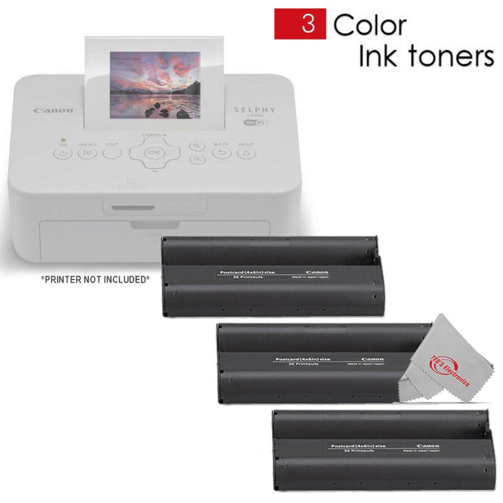 Three Pack Canon Selphy KP-108IN Color Ink and 4x6 Paper Set 3115B001 ...