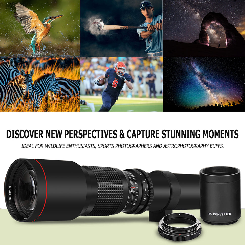 500mm/1000mm f/8 Manual Super Telephoto Lens for Canon EOS R100 R10 R5 ...