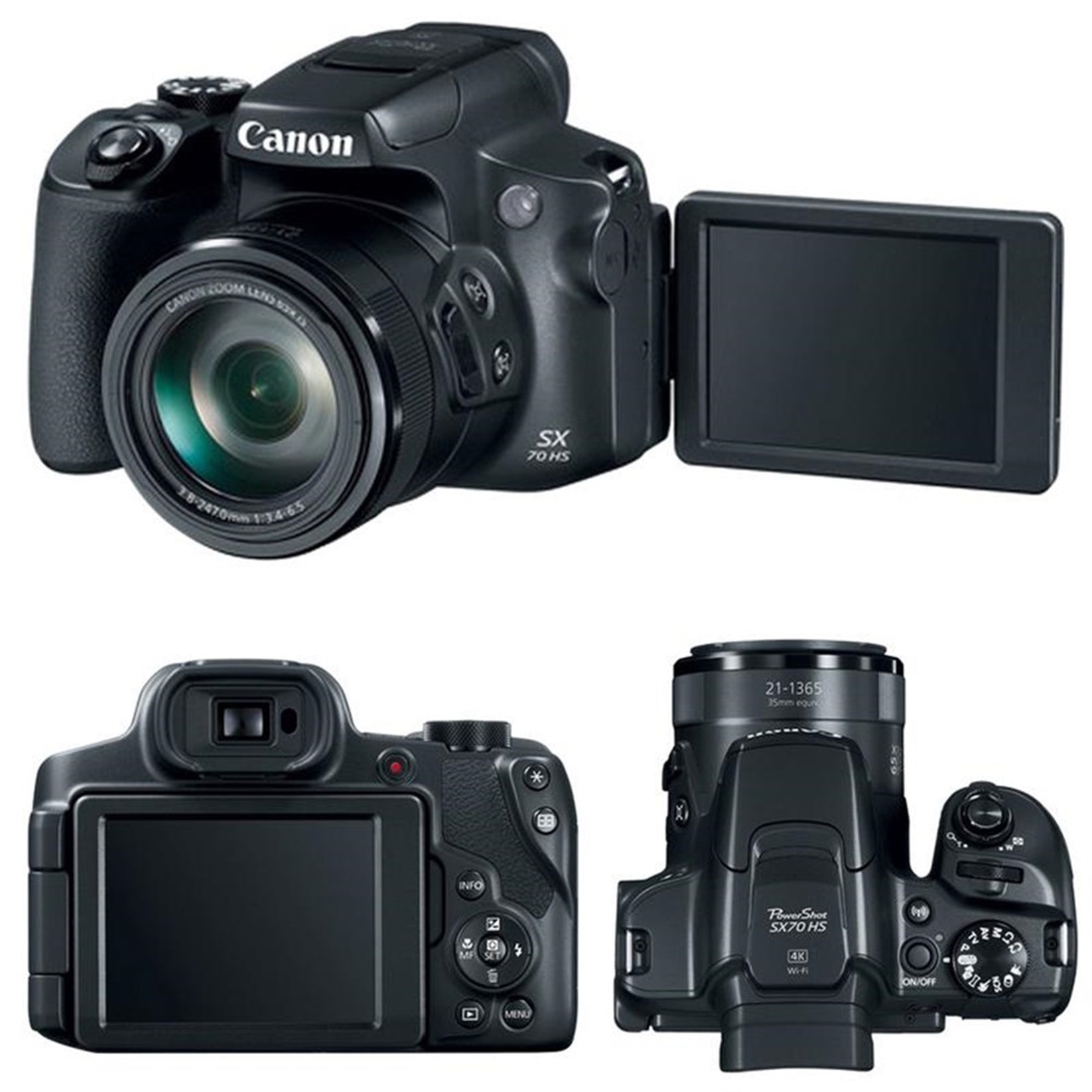 Canon PowerShot SX70 HS Digital Camera + 64GB Memory Card + Card Holde ...