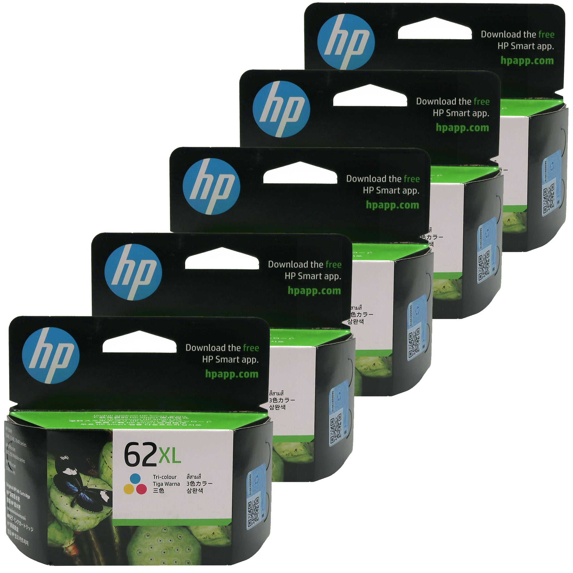 5x HP 62XL High Yield Tri-color Original Ink Cartridge - 415 Pages (C2 ...