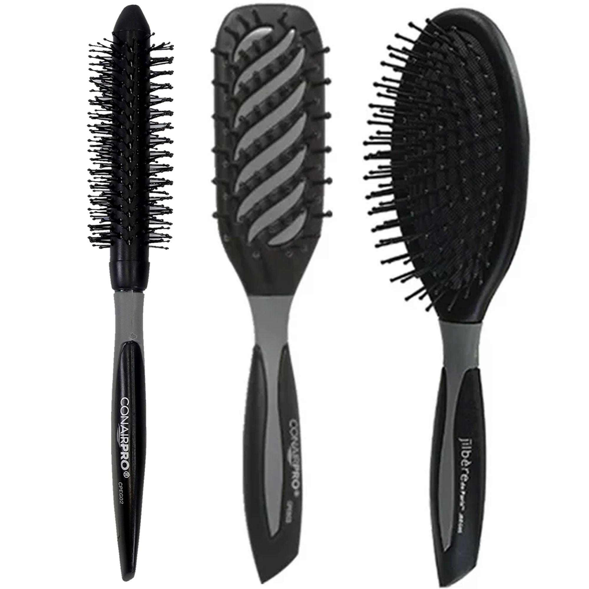 Conair Pro Ergo-Grip Detangler Brush for All Hair Types with Conair Pr ...