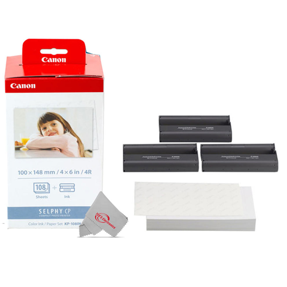 Canon Selphy KP-108IN Color Ink 4x6 and Paper Set 3115B001 for SELPHY ...