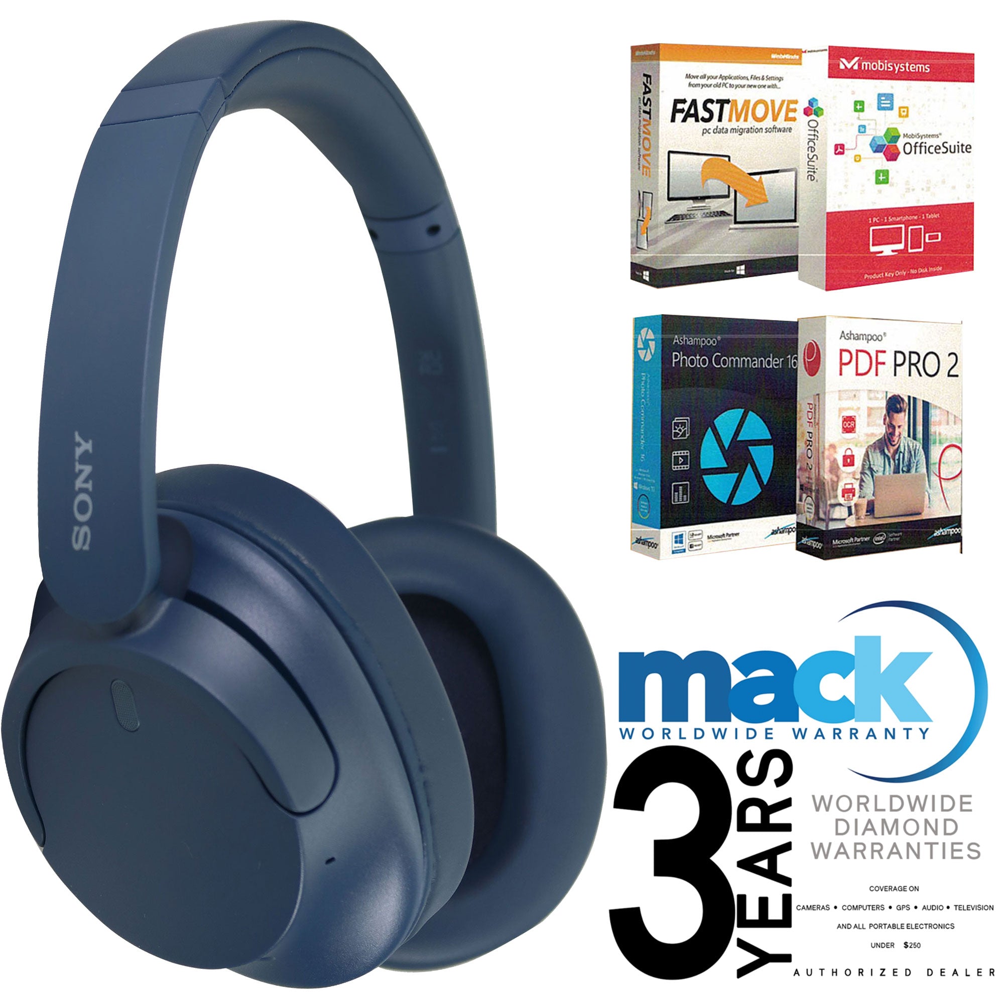 Sony Wireless Over-Ear Noise-Canceling Headphones WH-CH720N (Blue) wit ...