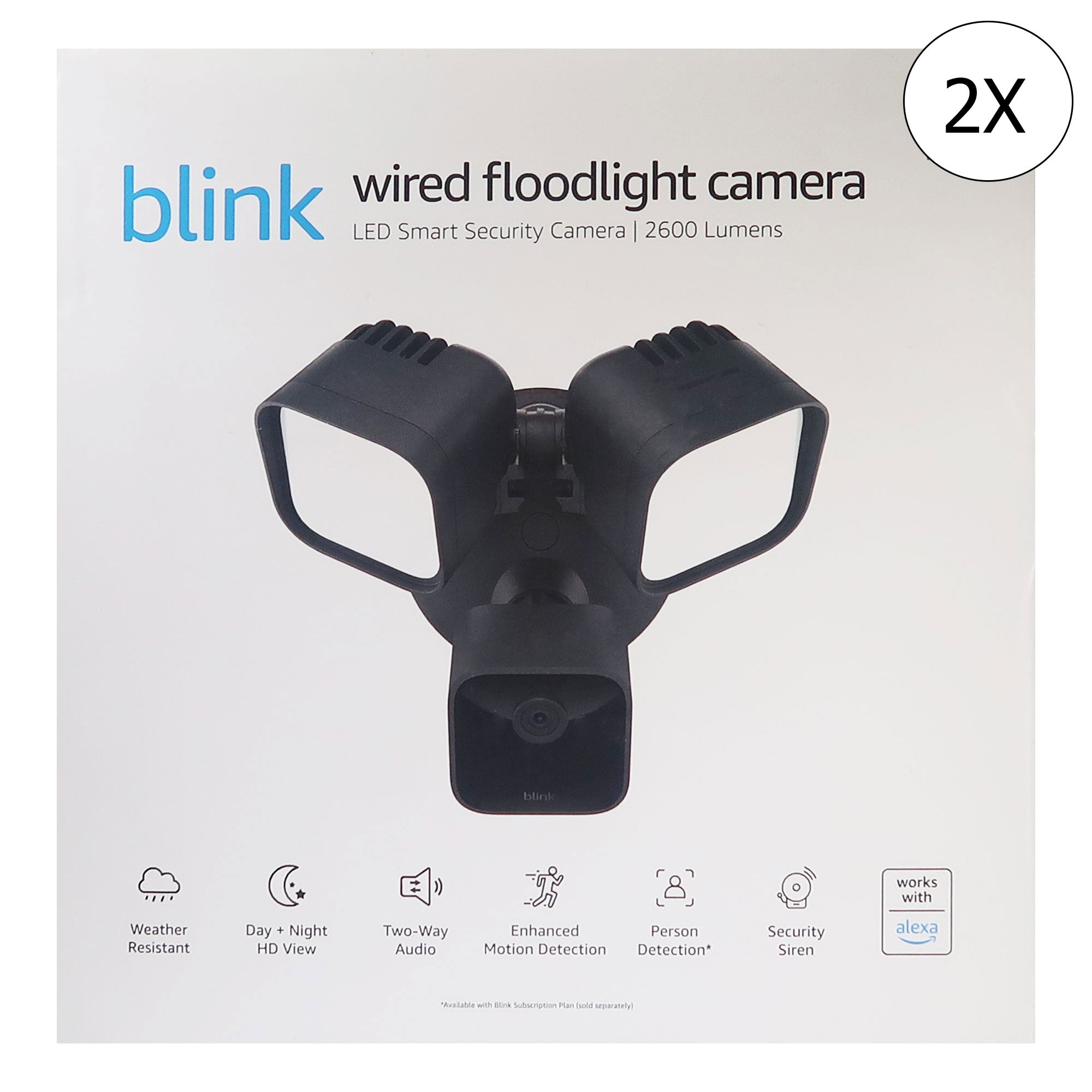 2x Blink Wired Floodlight Camera 2600 lumens Works with Alexa – 1 came ...