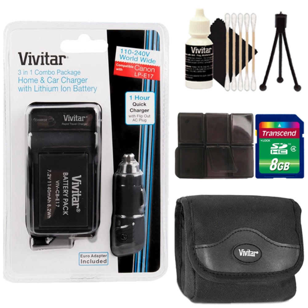 Vivitar Rechargeable Replacement Battery Canon LP-E17 + 8GB Memory Car ...