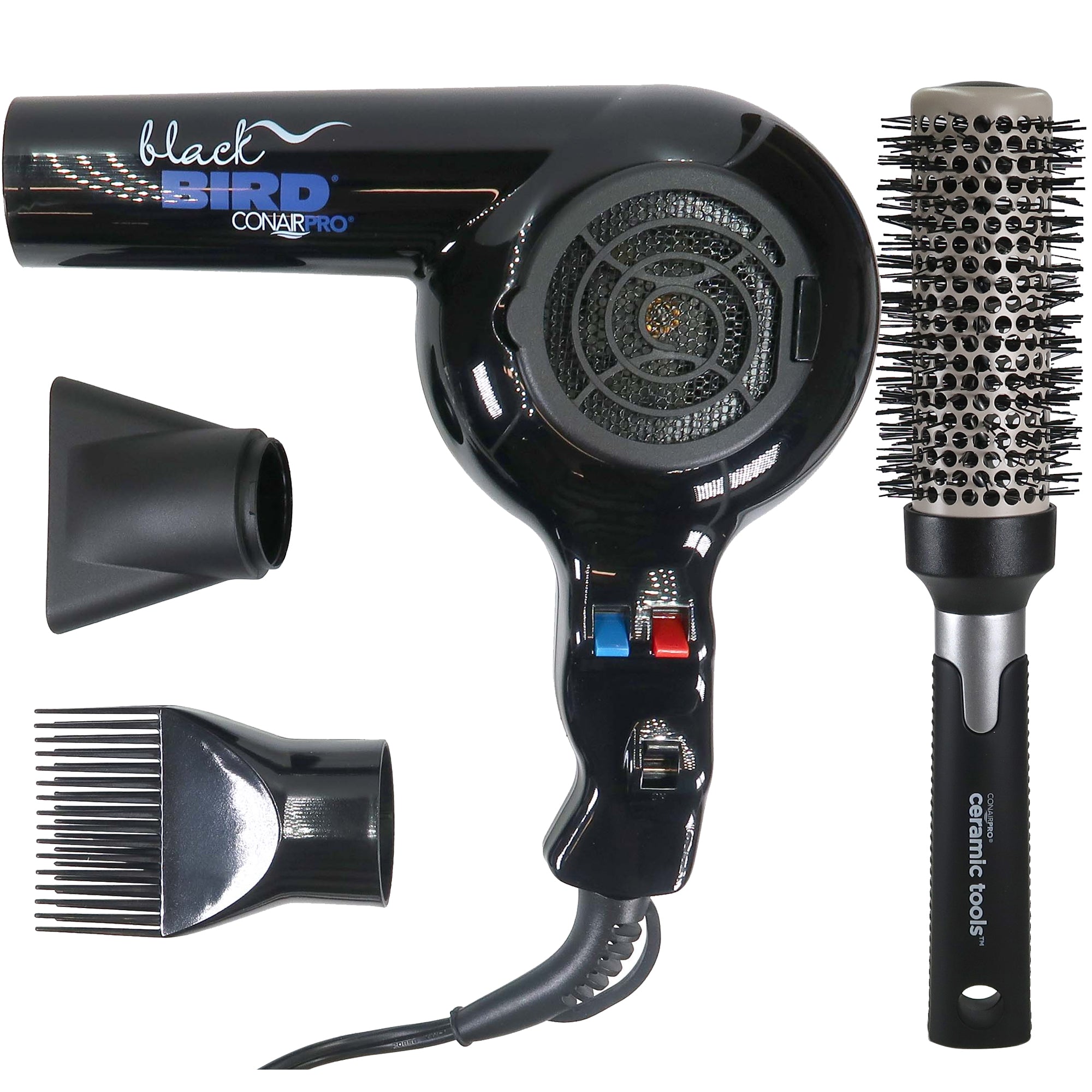 Conair Pro Black Bird Hair Dryer 2000 Watt BB075W with ConairPro Ceram ...