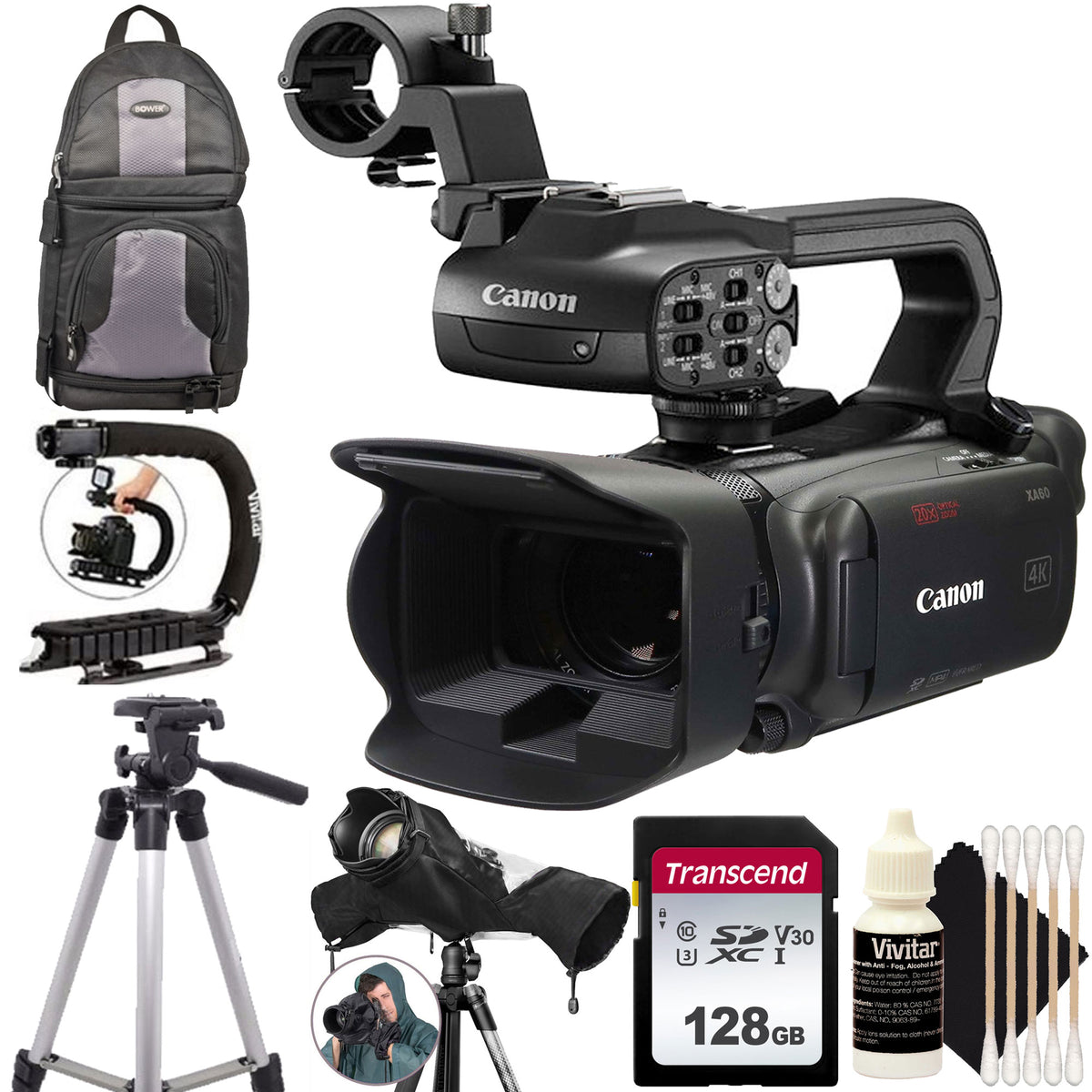 Canon XA60 Professional UHD 4K Camcorder (PAL) with Sports Action Grip ...