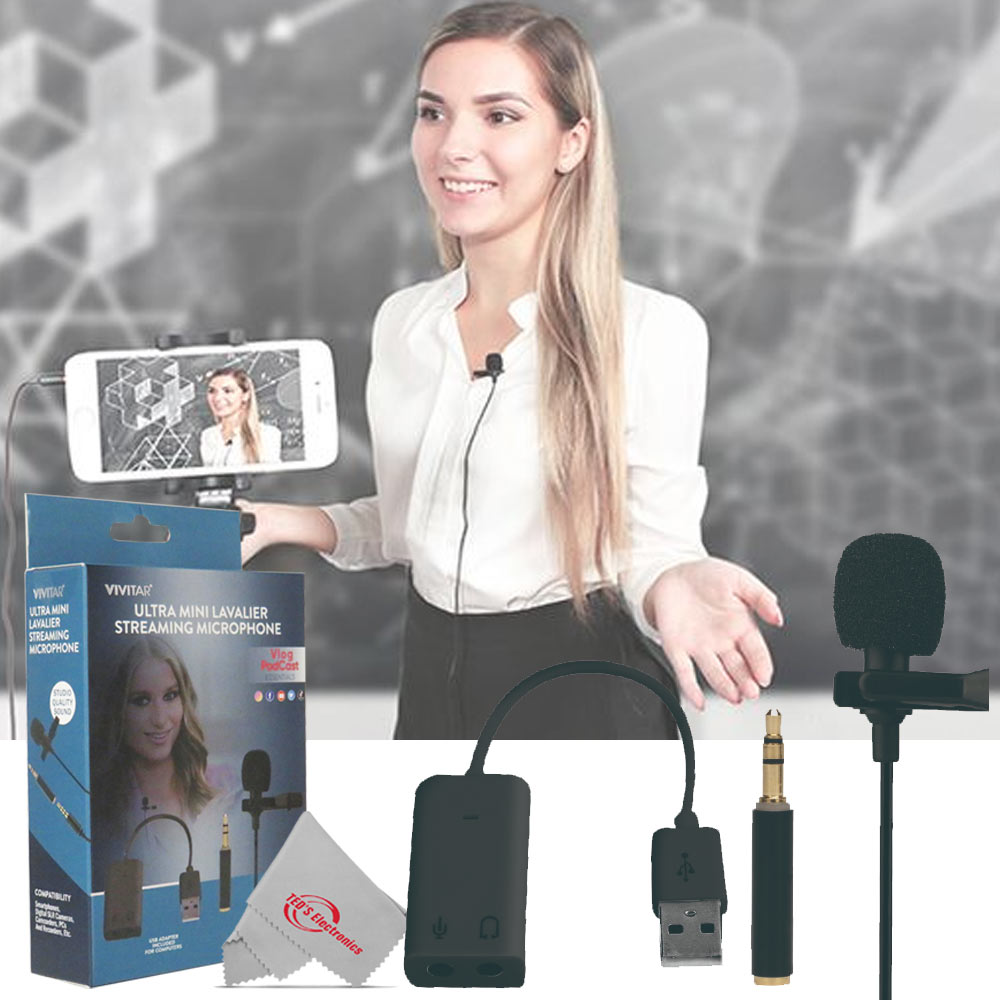 Vivitar Ultra Mini Lavalier Streaming Microphone Omni Directional with ...