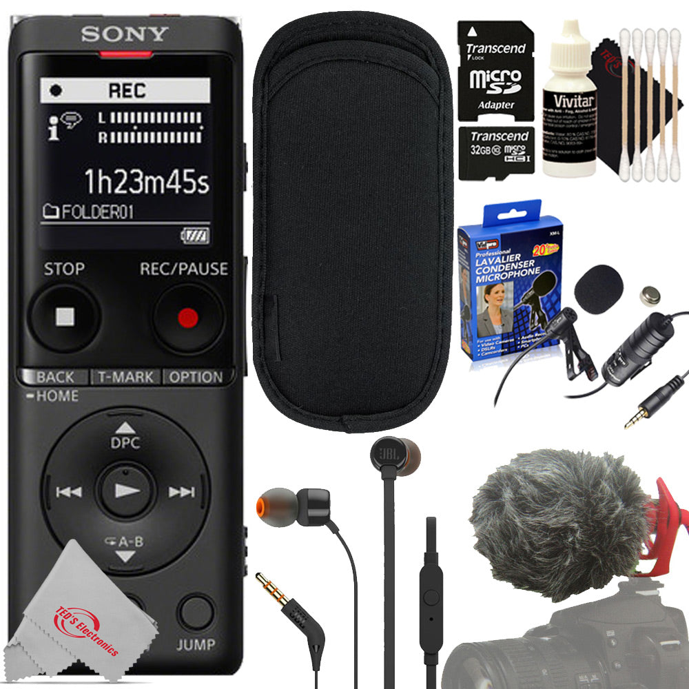 Sony UX570 Digital Voice Recorder Black + Professional Lavalier Conden ...