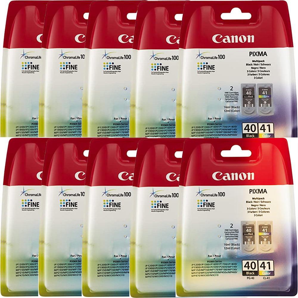 10x Canon Pixma ChromaLife 100 FINE Cartridges PG-40 Black and CL-41 C ...