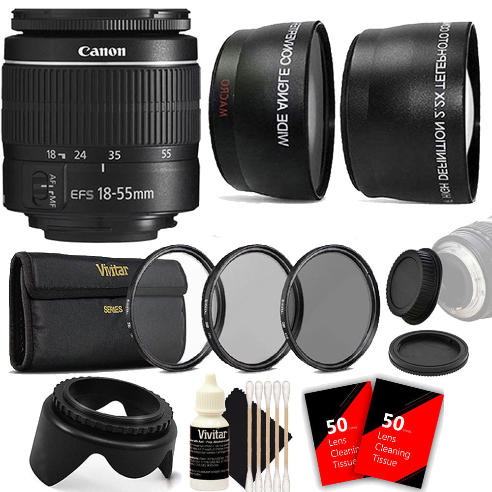 Canon EF-S 18-55mm III f3.5-5.6 Camera Lens with Accessory Kit for Can ...