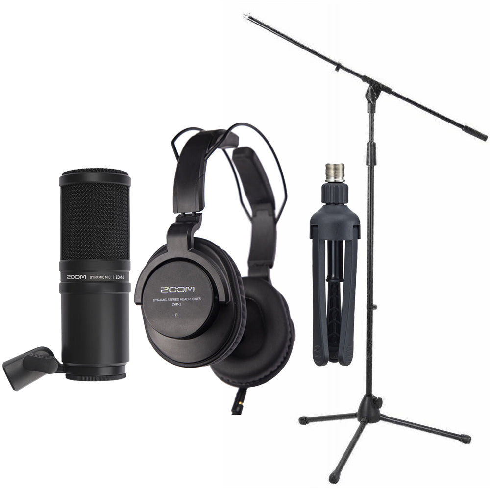 Zoom ZDM-1 Podcast Mic Pack Accessory Bundle with Microphone Boom Stan ...