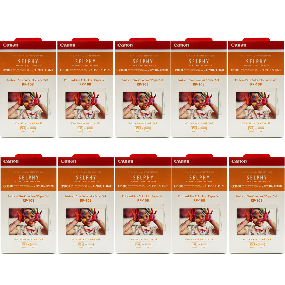 5 Packs Canon RP-108 High-Capacity Color Ink/Paper Set for SELPHY CP91 ...