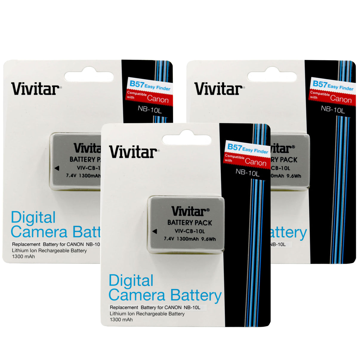 3x Vivitar NB-10L Replacement Battery for Canon G1 X G3 X SX60 SX54 ...