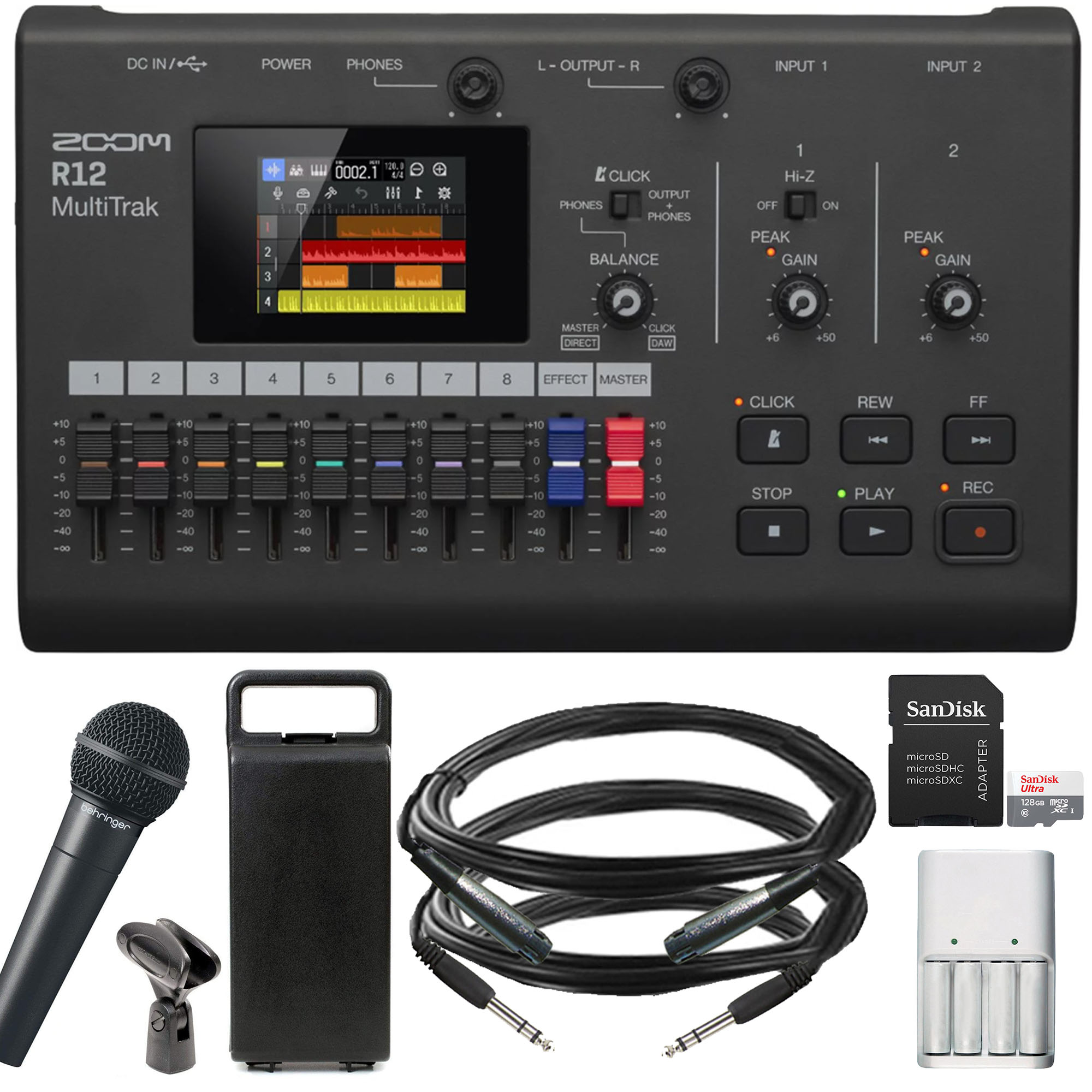 Zoom R12 MultiTrak Recorder + Behringer XM8500 Ultravoice Dynamic Card ...