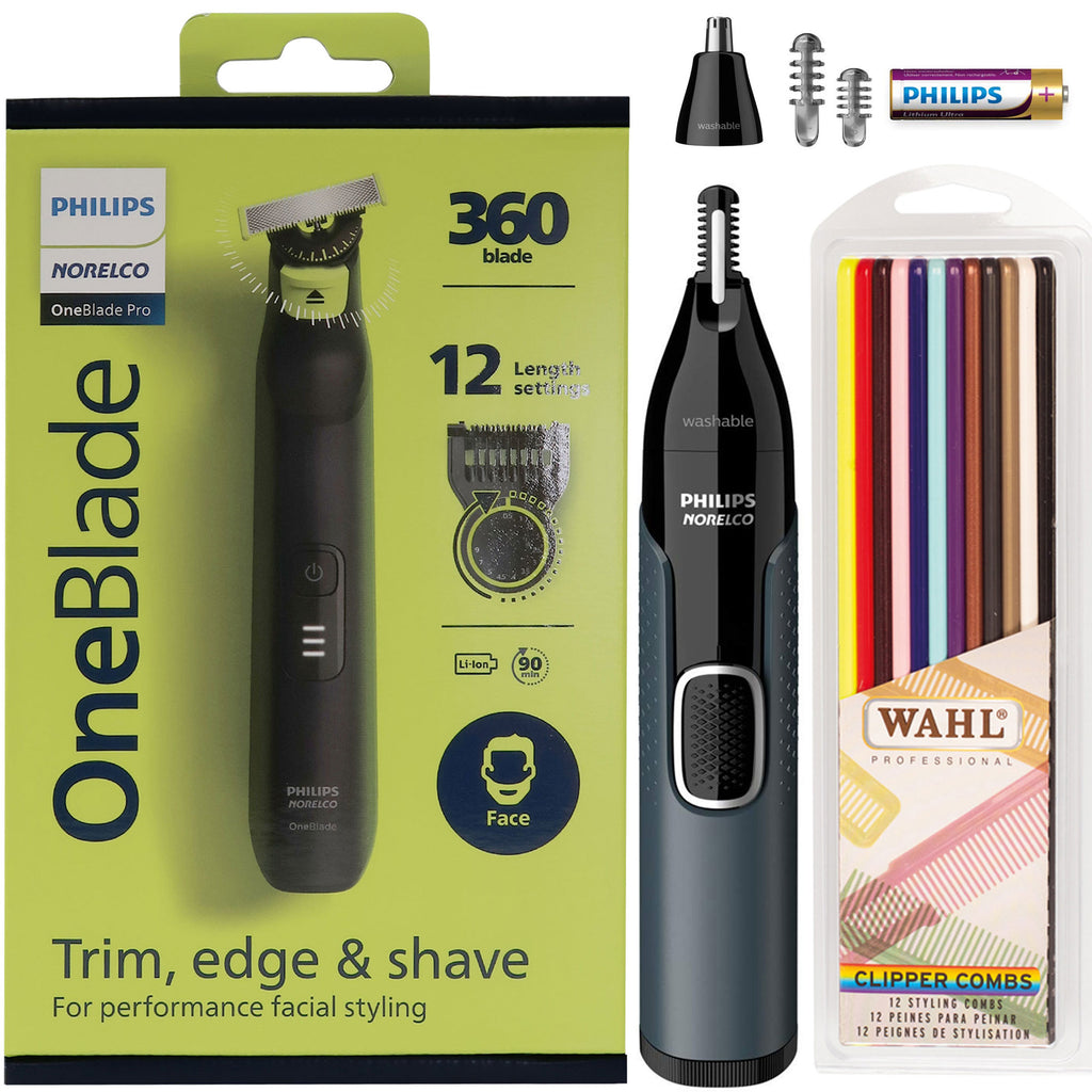 Philips Norelco OneBlade 360 Pro Hybrid Electric Trimmer with Nose Tri ...