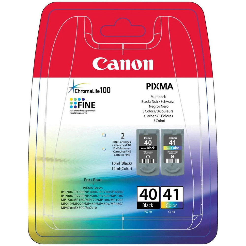 Canon Pixma ChromaLife 100 FINE Cartridges PG-40 Black and PG-41 Color ...