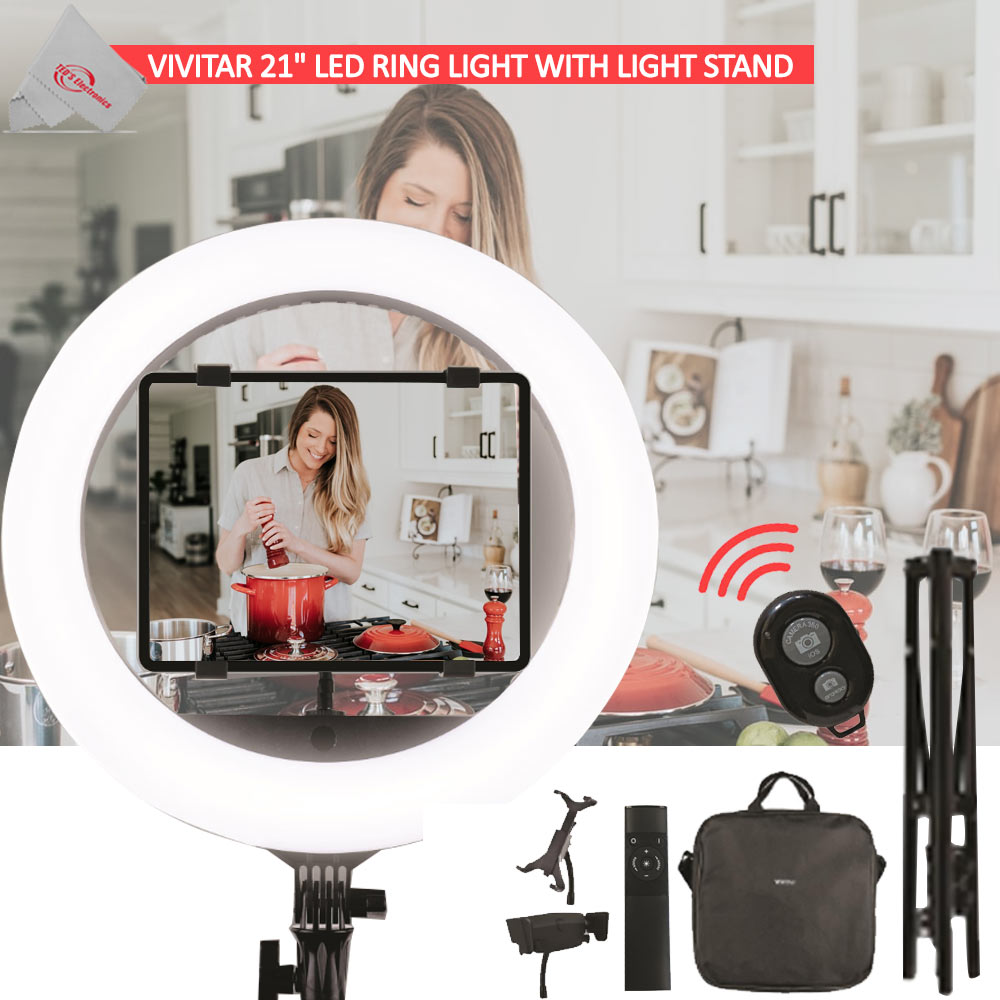 Vivitar Round LED LIGHT 21 Inch Ring Light Dimmable LED with Stand iPh ...